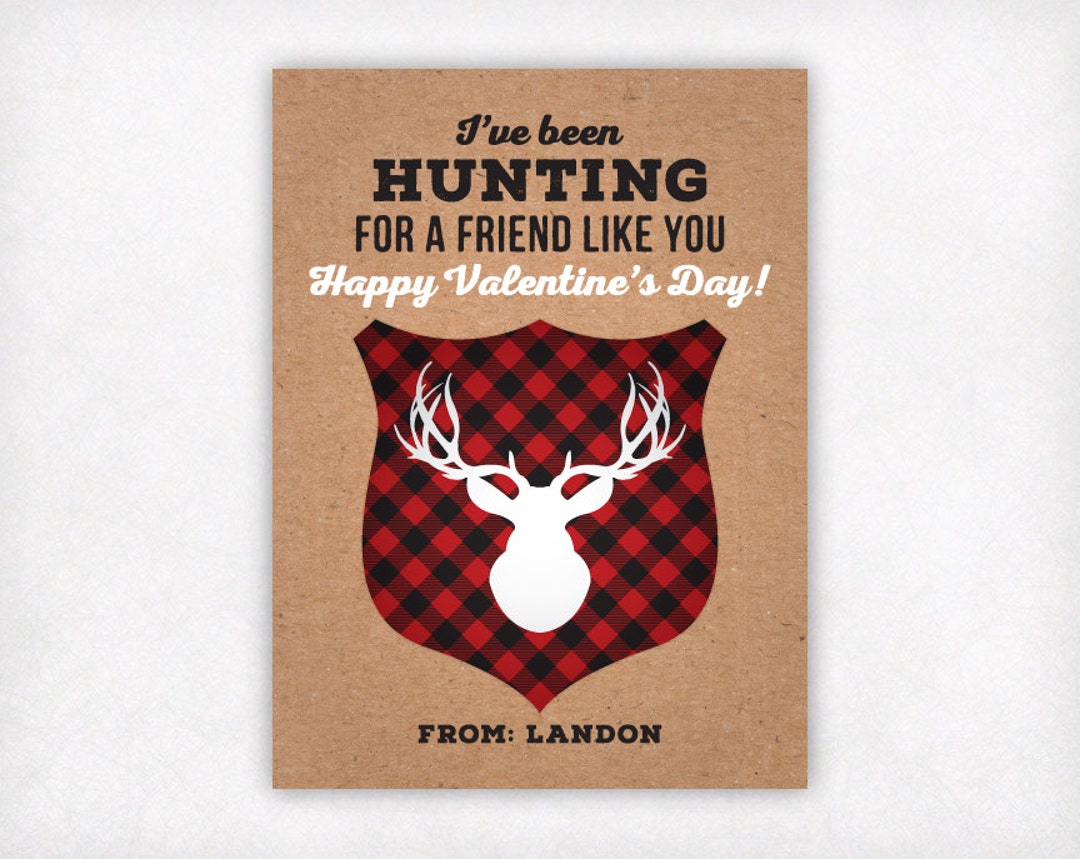 PRINTABLE Hunting Kids Valentines Cards, Personalized Valentine's Day ...