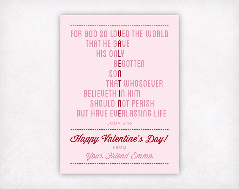 PRINTABLE Bible Verse Personalized Kids Valentines Cards, Christian ...