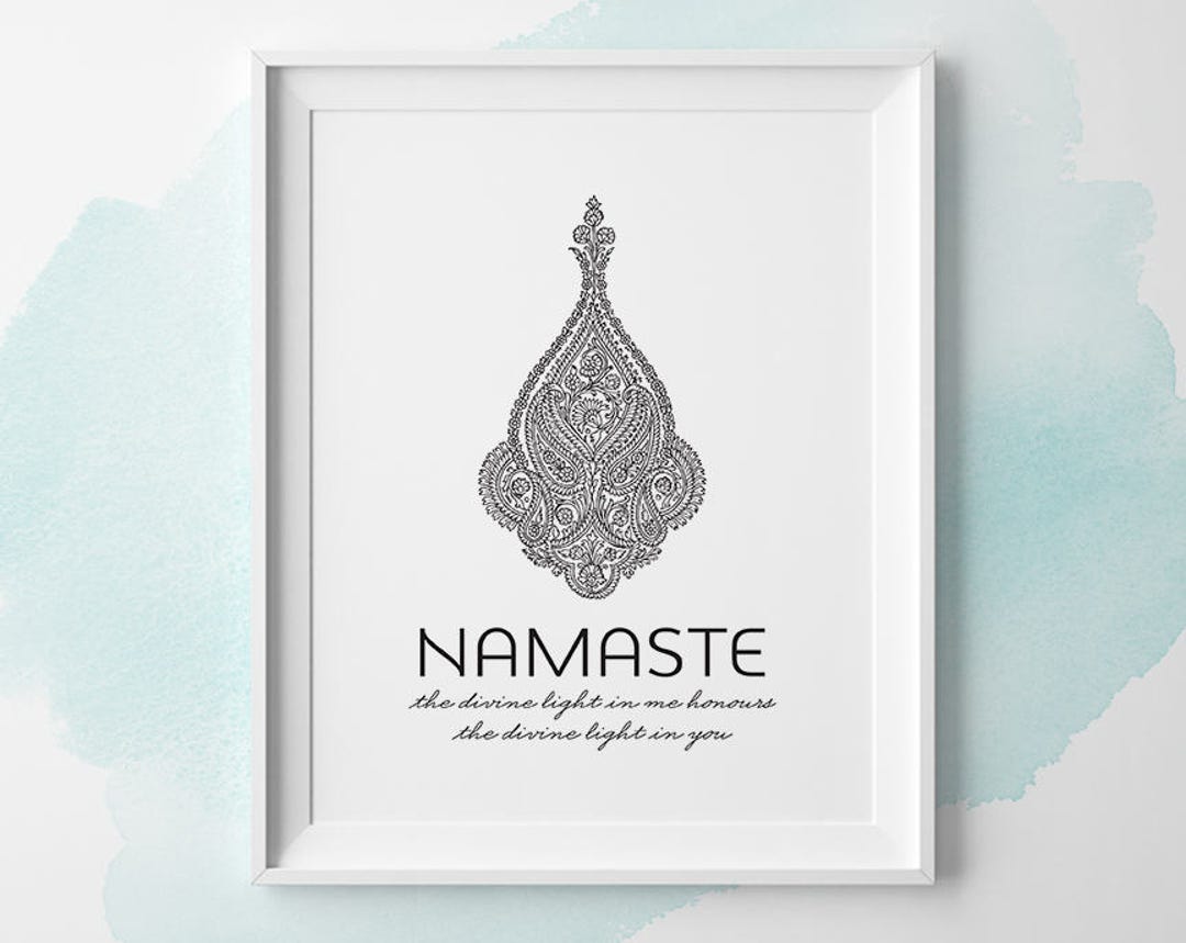 PRINTABLE Namaste Print, A4 Yoga Print, Yoga Gifts, Black and White ...
