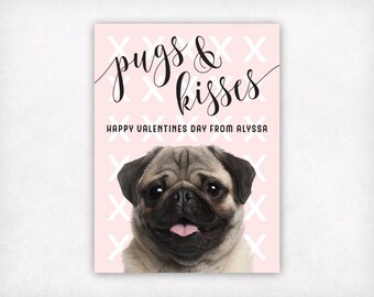 Pug Valentine's Day Card Pugs & Kisses - Etsy