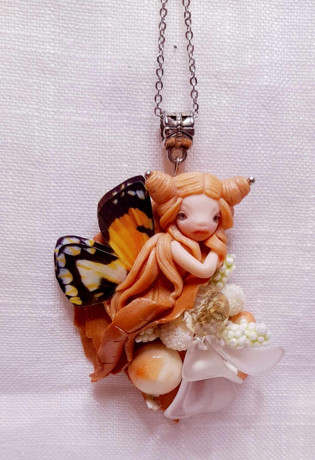 Polymer Clay Fairy Pixie Fantasy Doll Pendant fimo, Premo - Etsy