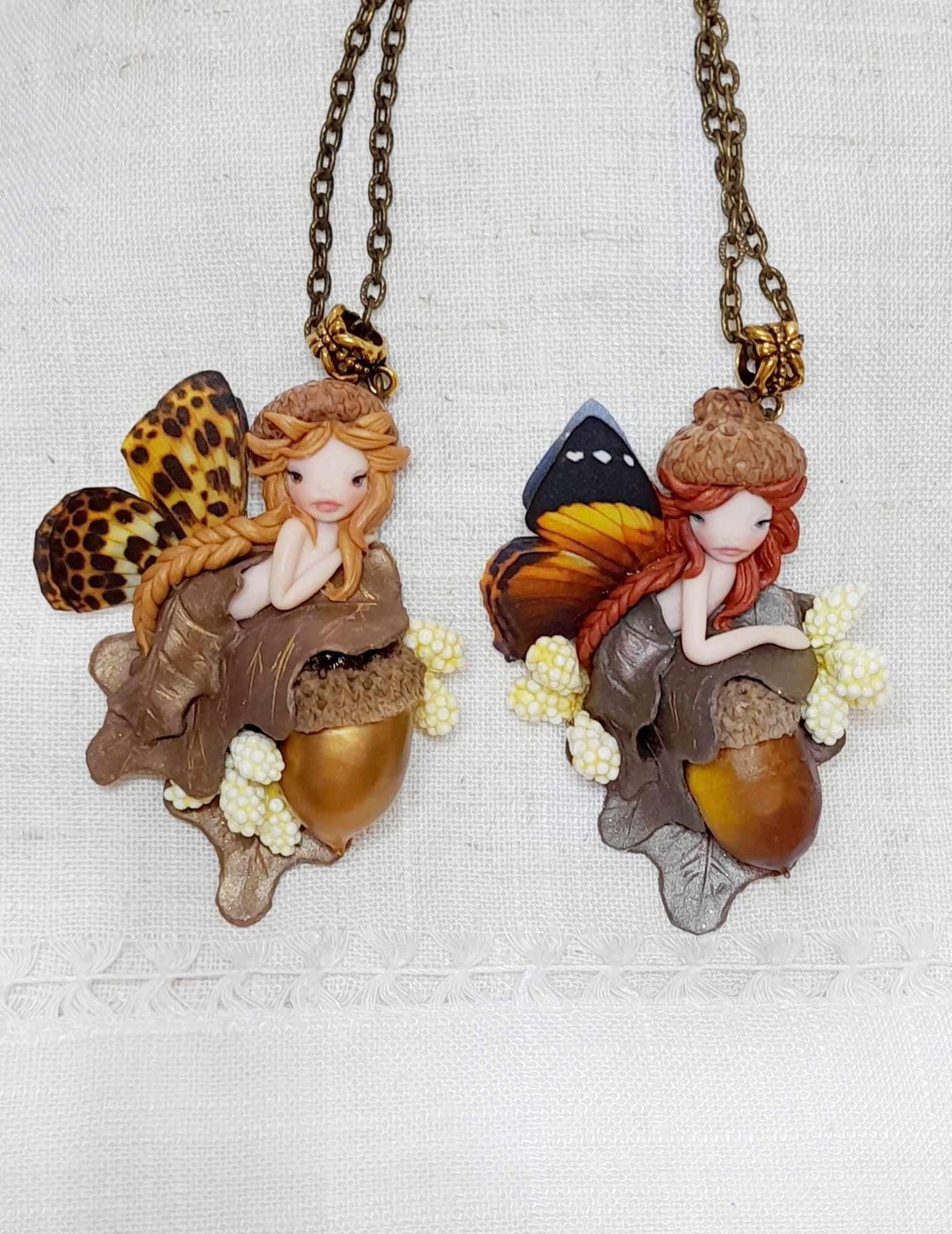 Polymer Clay Fairy Pixie Fantasy Doll fimo, Premo Necklace Pendant. - Etsy