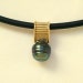 Cook Islands Ringed Drop Black Pearl Pendant With a Fixed, Wide, Lined ...