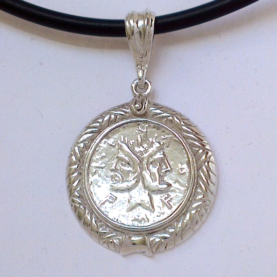 Roman God Janus Pendant Janus Necklace Gold Coin Roman Mythology