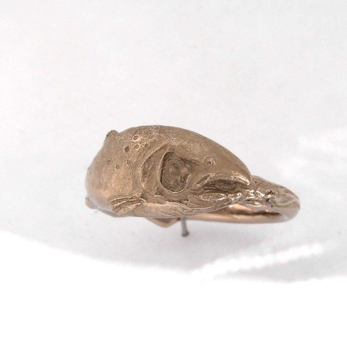 Trout Fish Ring Hand-carved in Hi Detail. Solid 18 K White Gold - Etsy