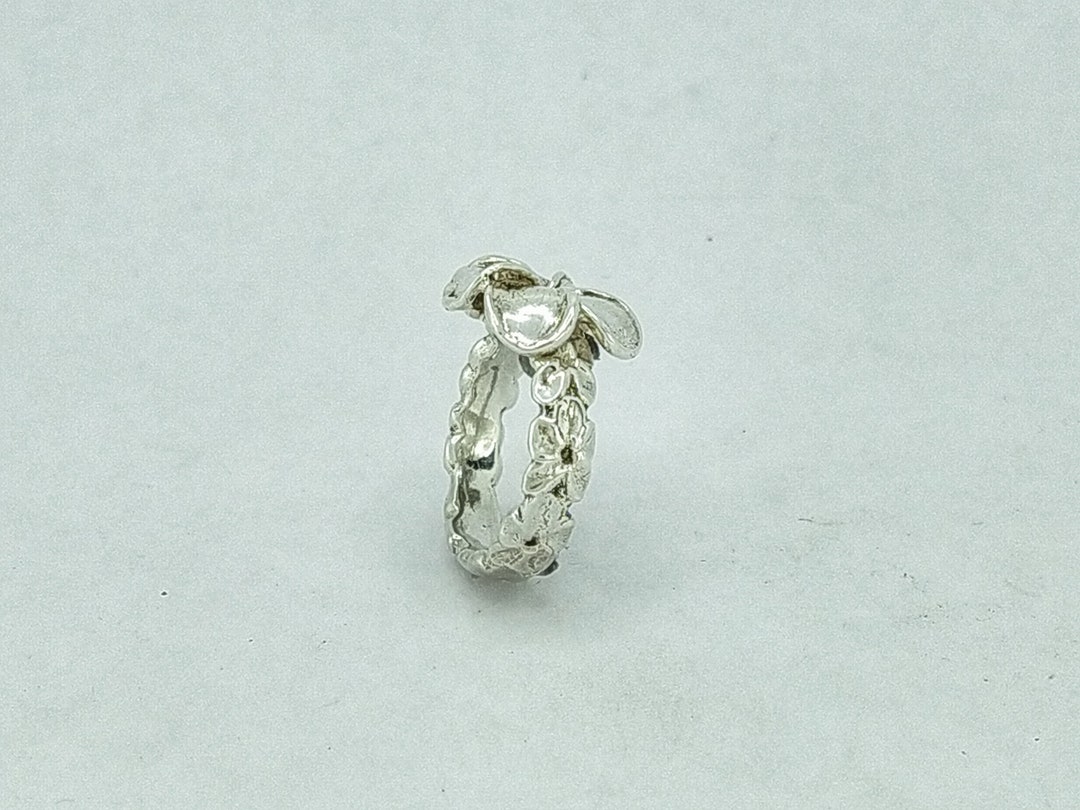 Flower Blossom Frangipani Dress Ring in Sterling Silver, With Tiny ...