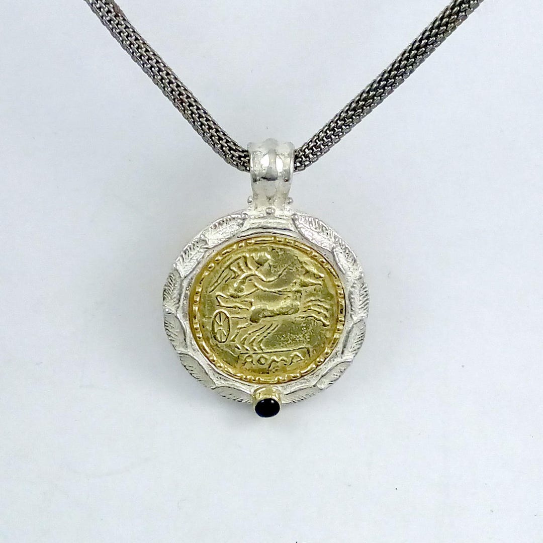 Victory Pendant, Winged Victoria, Roman Goddess Driving a Biga Chariot ...