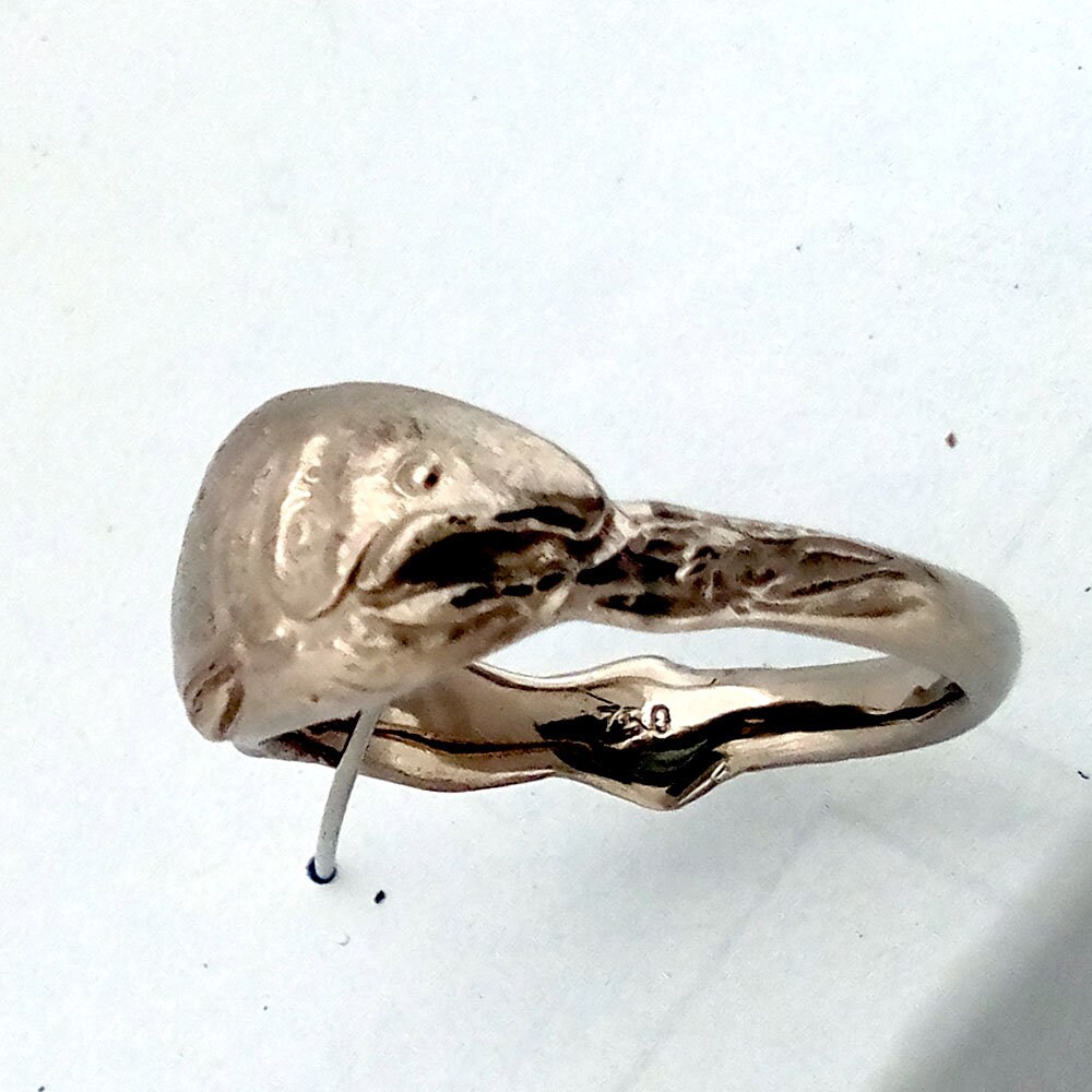 Trout Fish Ring Hand-carved in Hi Detail. Solid 18 K White Gold - Etsy