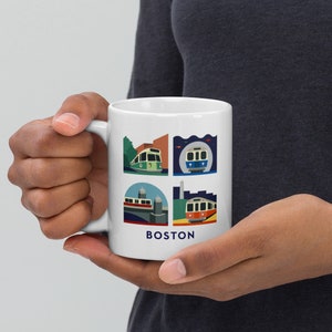 Coffee + Tea Mug - Boston Subway Trains | the T | MBTA Green Blue Red ...