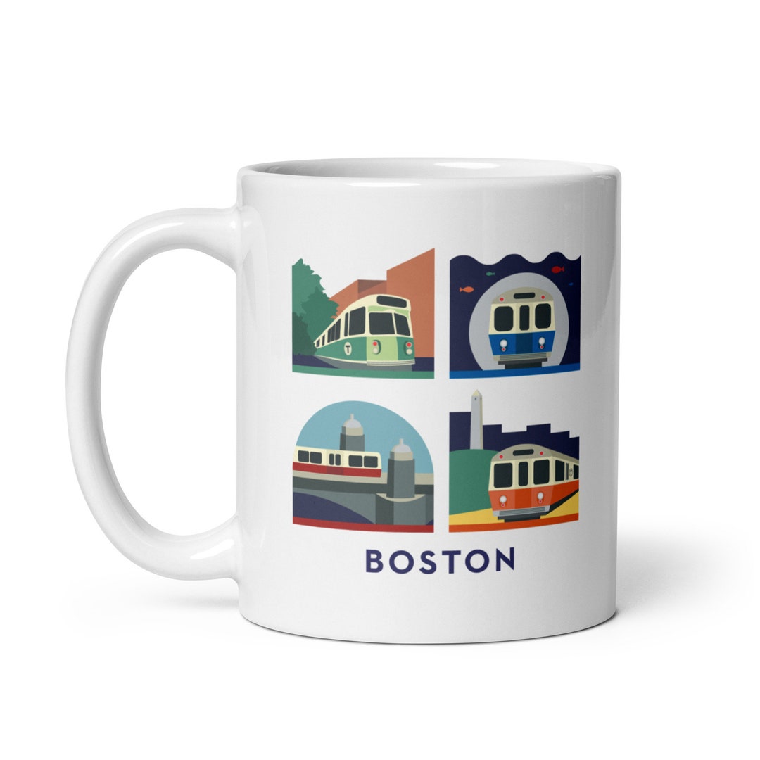 Coffee + Tea Mug - Boston Subway Trains | the T | MBTA Green Blue Red ...