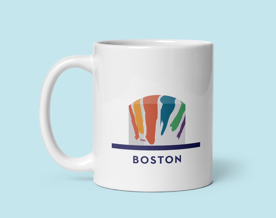Boston Rainbow Swash Mug: Minimalist City Design, 11oz Ceramic - Etsy