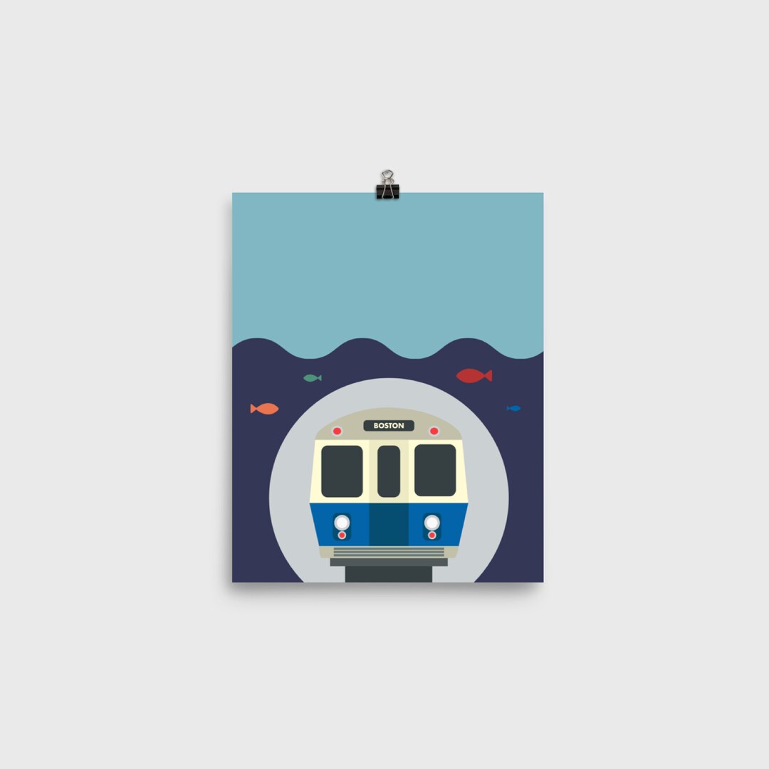 Art Print - Boston Blue Line, 8x10, 12x12, 16x20, 18x24, 24x36 | the T ...
