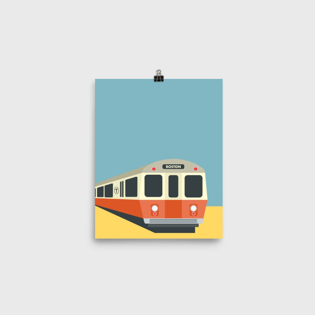 Art Print - Boston Orange Line Train, 8x10, 12x12, 16x20, 18x24, 24x36 ...