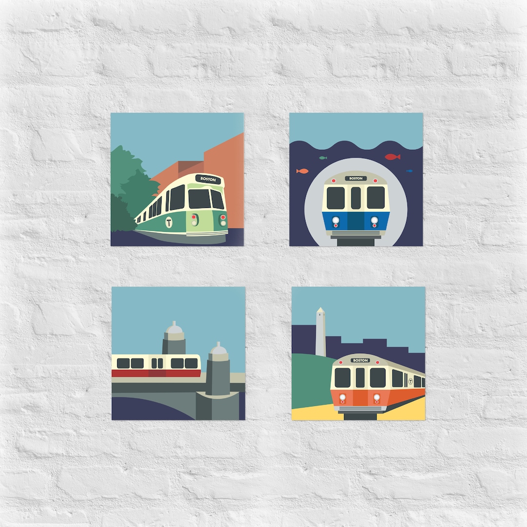 Gallery Set of 4 - Boston Subway Art Prints | 8x10", 12x12" | the T ...