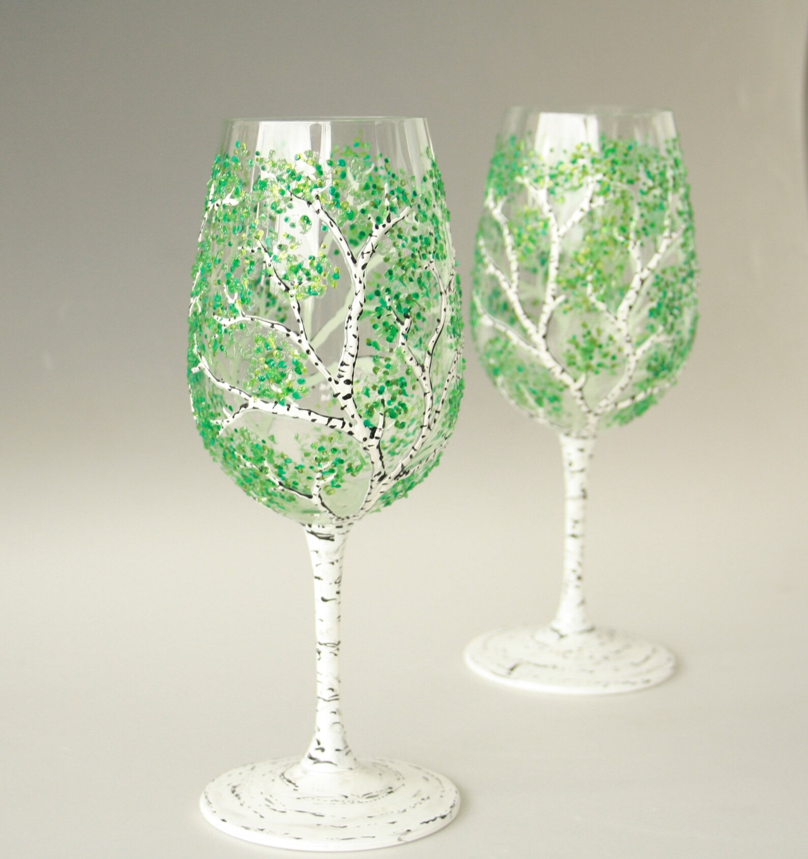 Birch Trees Wine Glasses, Birch Wedding, Birch Glasses, Hand Painted ...