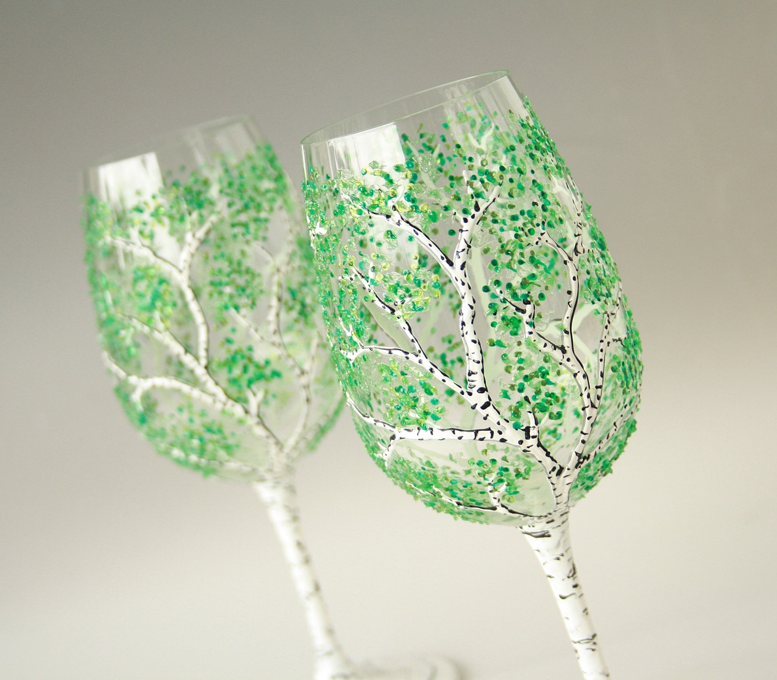 Birch Trees Wine Glasses, Birch Wedding, Birch Glasses, Hand Painted ...