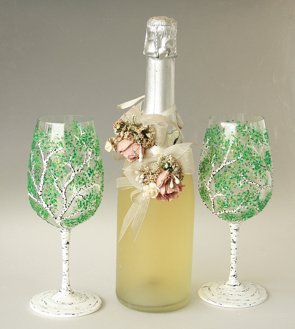 Birch Trees Wine Glasses, Birch Wedding, Birch Glasses, Hand Painted ...