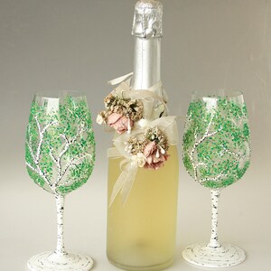 Birch Trees Wine Glasses, Birch Wedding, Birch Glasses, Hand Painted ...