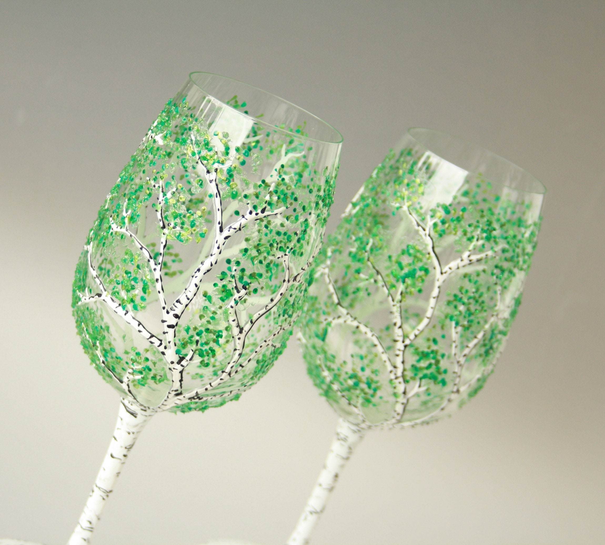 Birch Trees Wine Glasses, Birch Wedding, Birch Glasses, Hand Painted ...