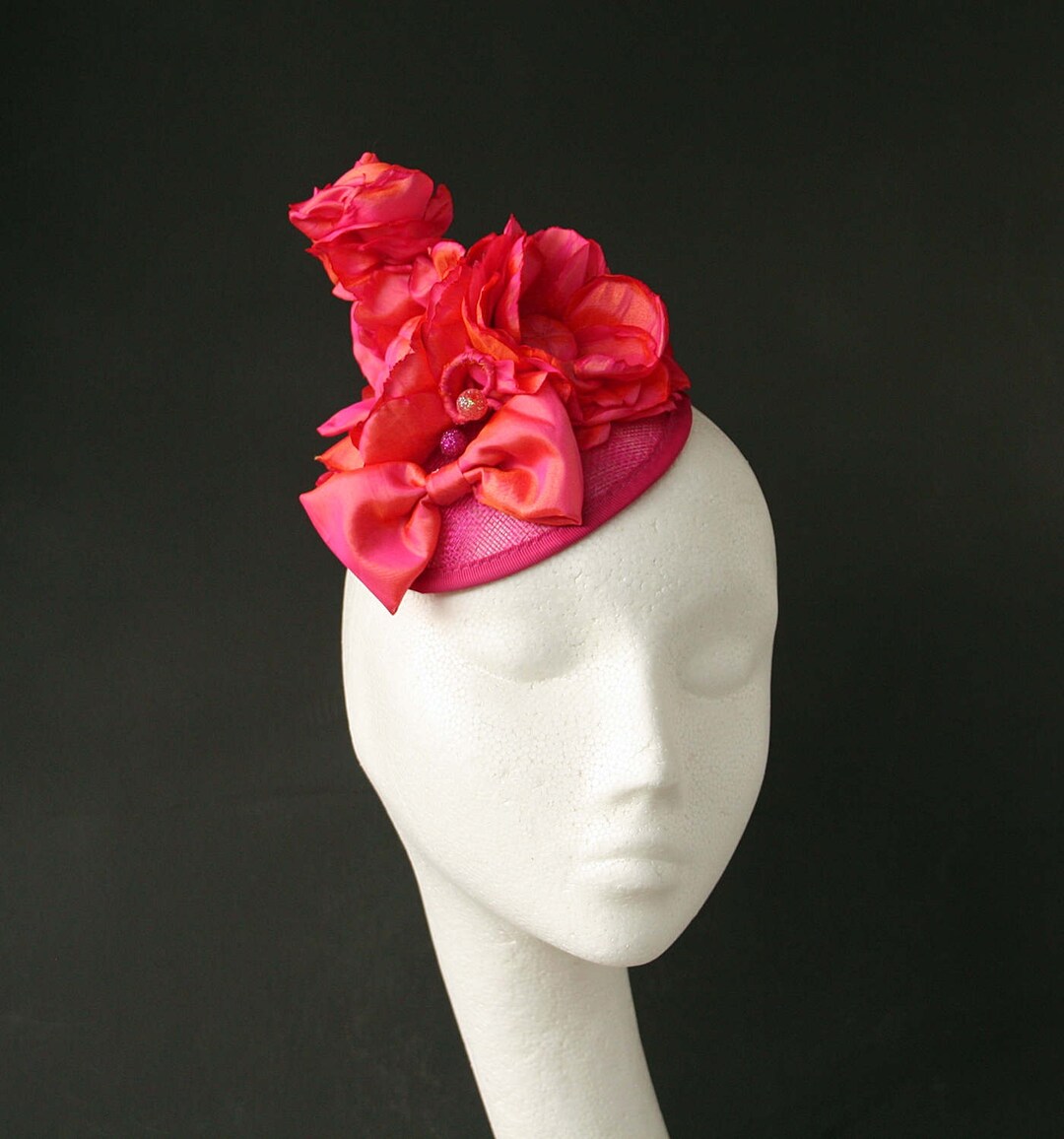 Fuchsia Fascinator, Bridal Head Piece, Wedding Hat, Cocktail Hat, Races ...