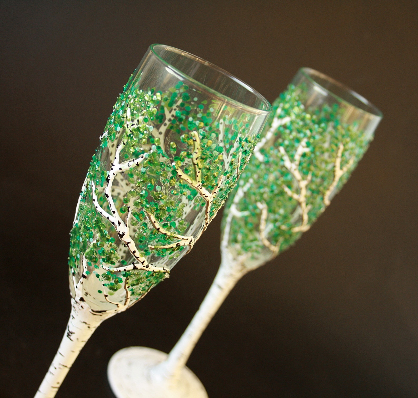 Personalized Wedding Glasses Birch Trees Glasses Birch - Etsy