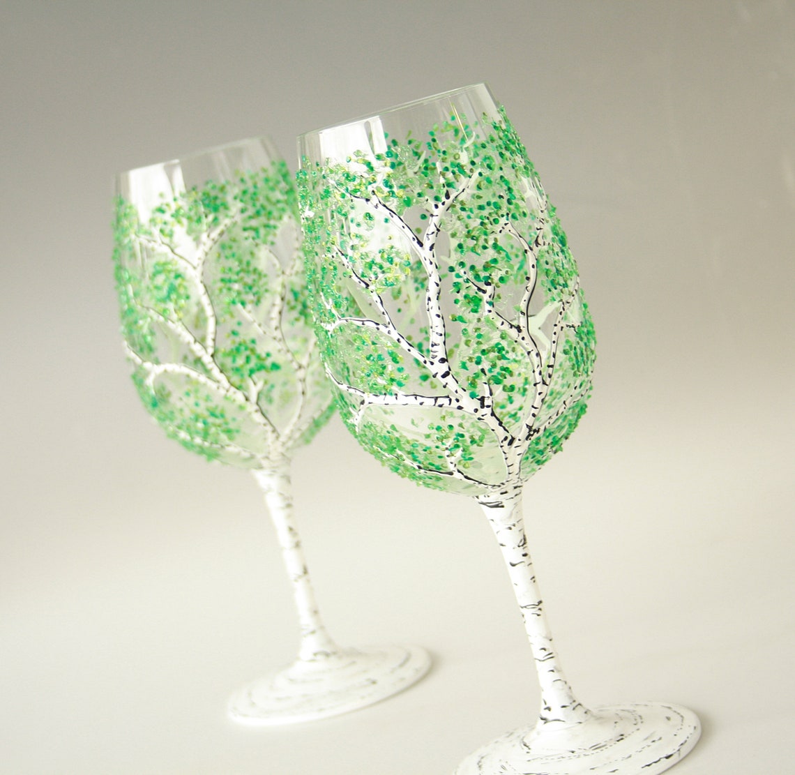 Birch Trees Wine Glasses, Birch Wedding, Birch Glasses, Hand Painted ...