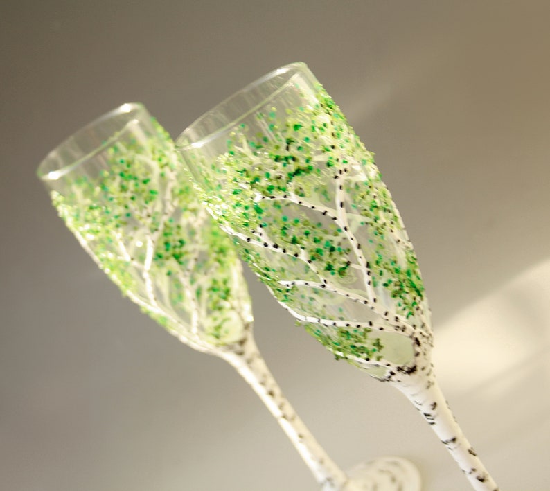 Personalized Wedding Glasses Birch Trees Glasses Birch | Etsy