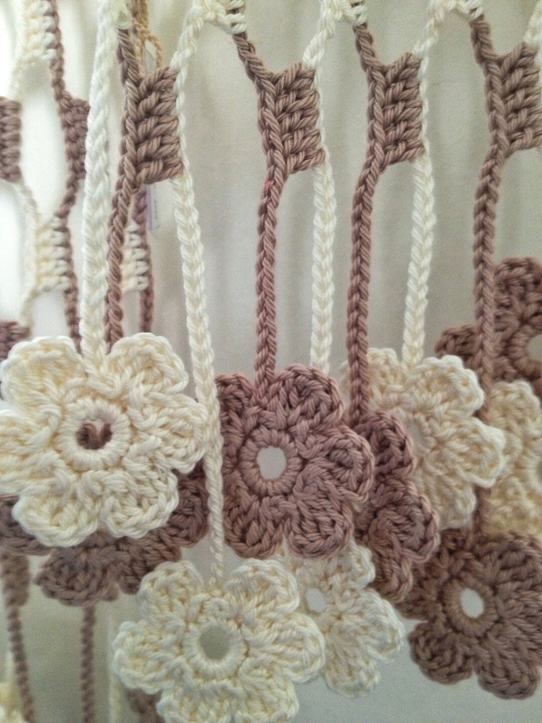 Light Brown Flowery Crochet Echarpe - Etsy