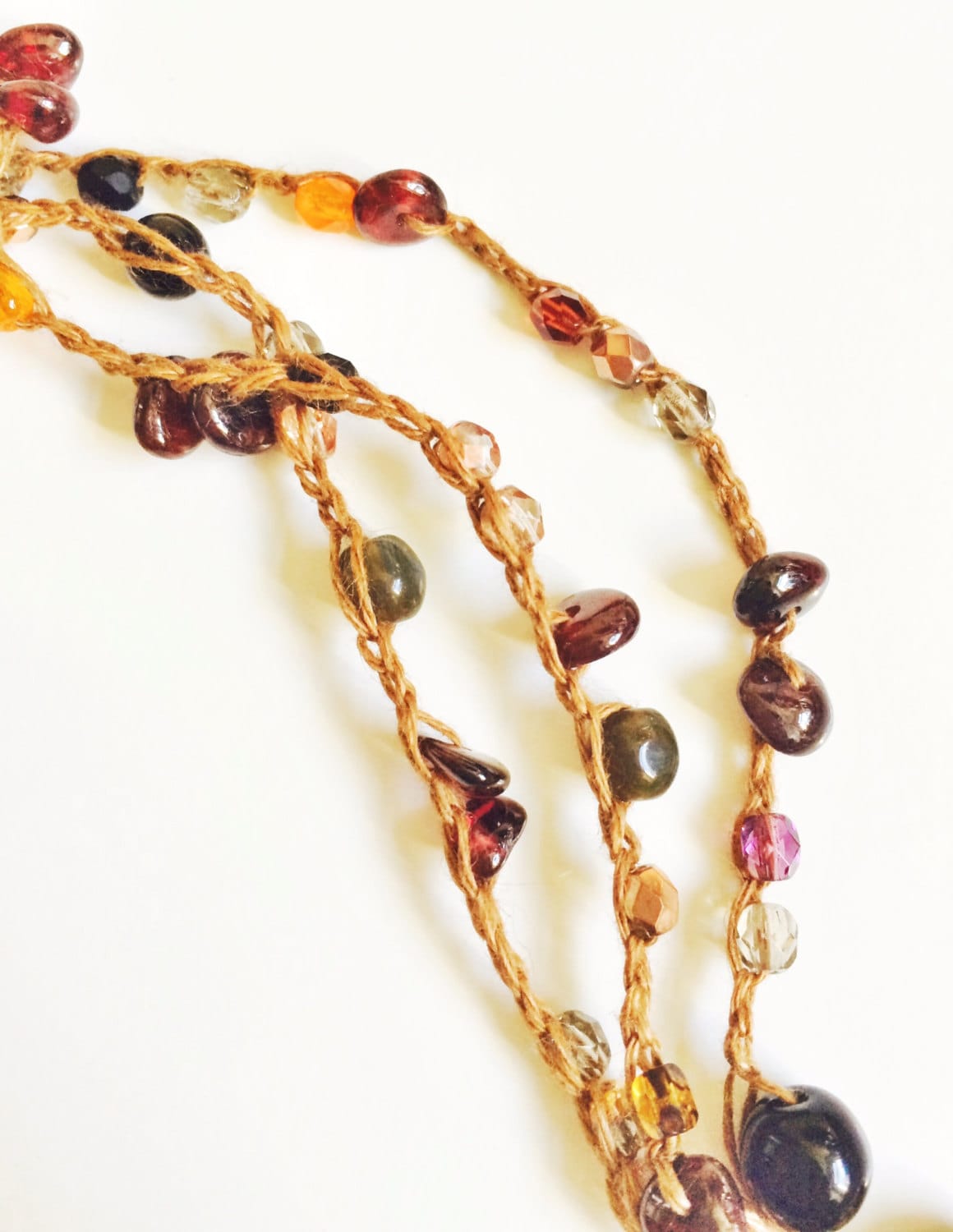 Brown Chain Beaded Crochet Necklace - Etsy UK