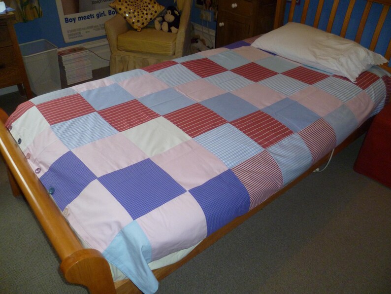 Single Duvet Cover Made From 100% Cotton Upcycled Shirts - Etsy