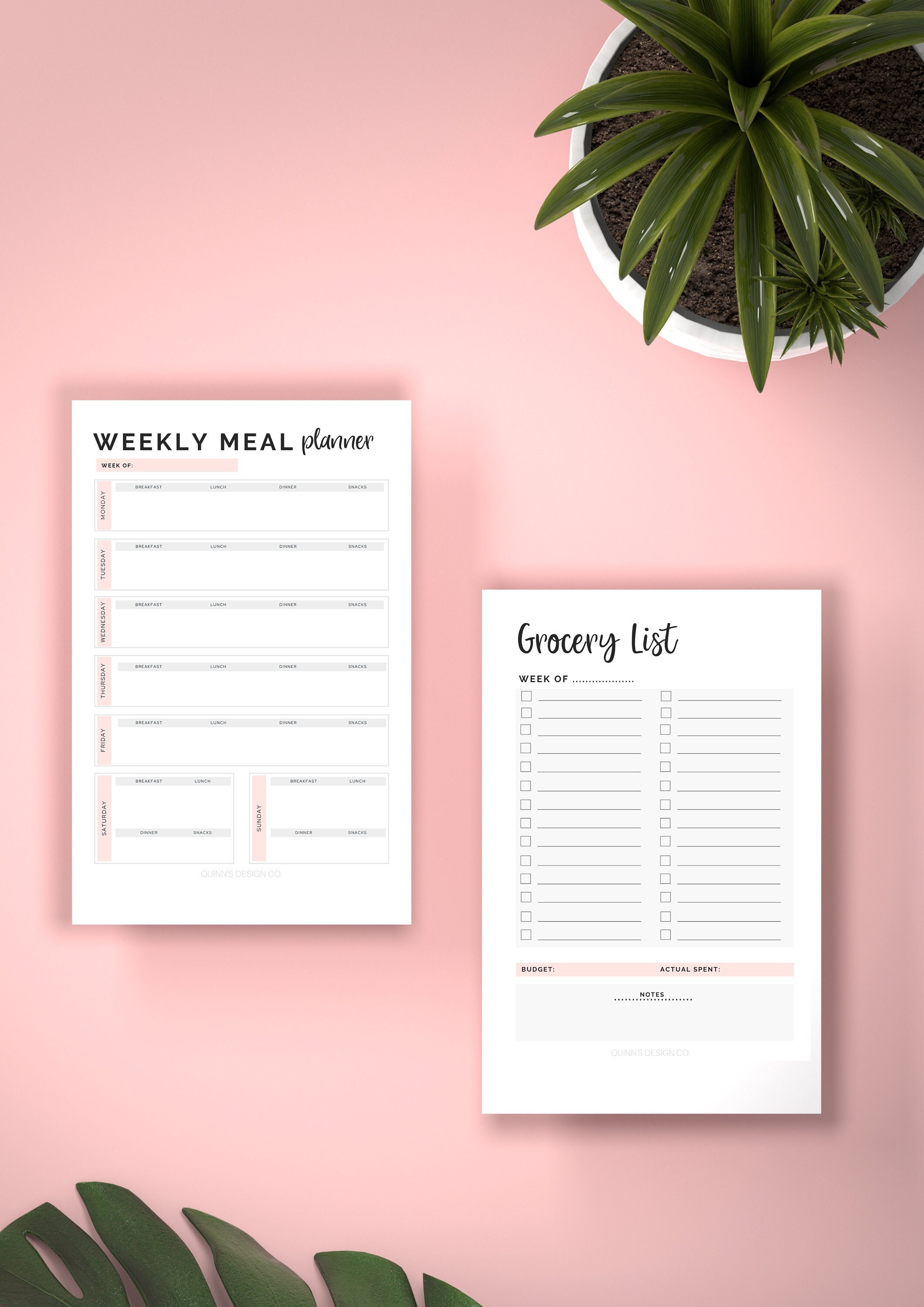 Printable Weekly Meal Planner and Grocery List - Etsy