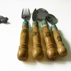 Beach Sea Turtle Wood Silverware Art, Hand Painted Recycled Eco ...