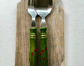 Green Handle Silverware - Etsy