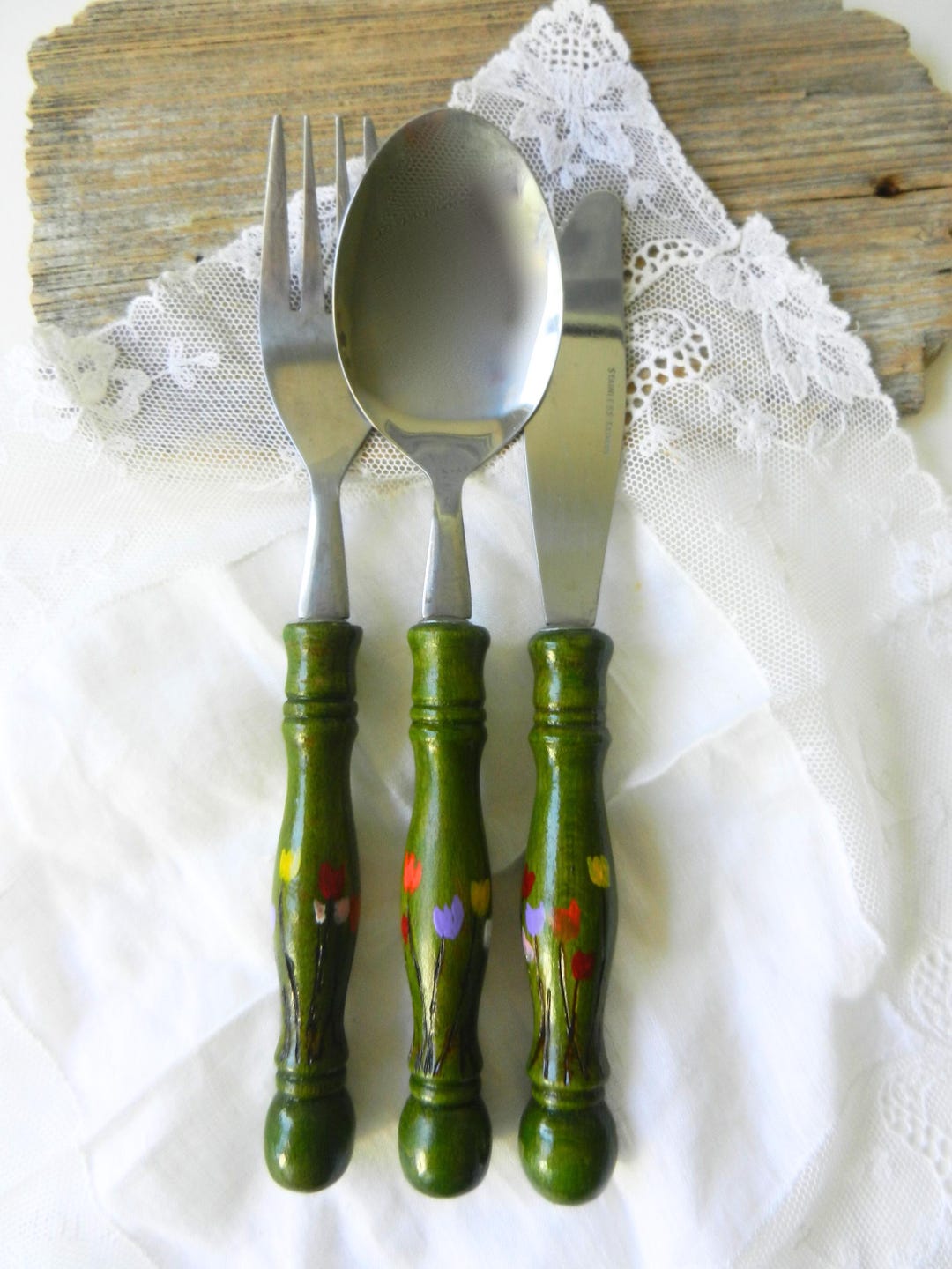 Vintage 1970s Tulip Silverware Set: Upcycled Homestead Kitchen Decor - Etsy