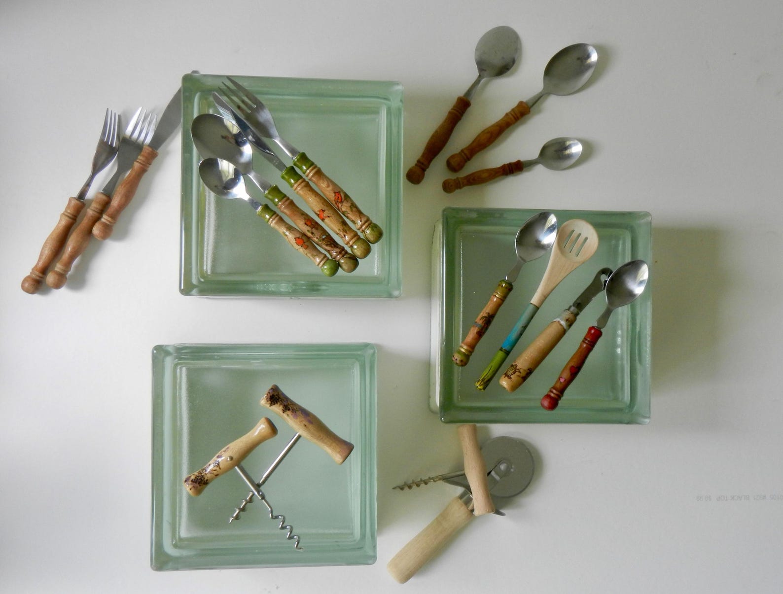 Beach Sea Turtle Wood Silverware Art, Hand Painted Recycled Eco ...