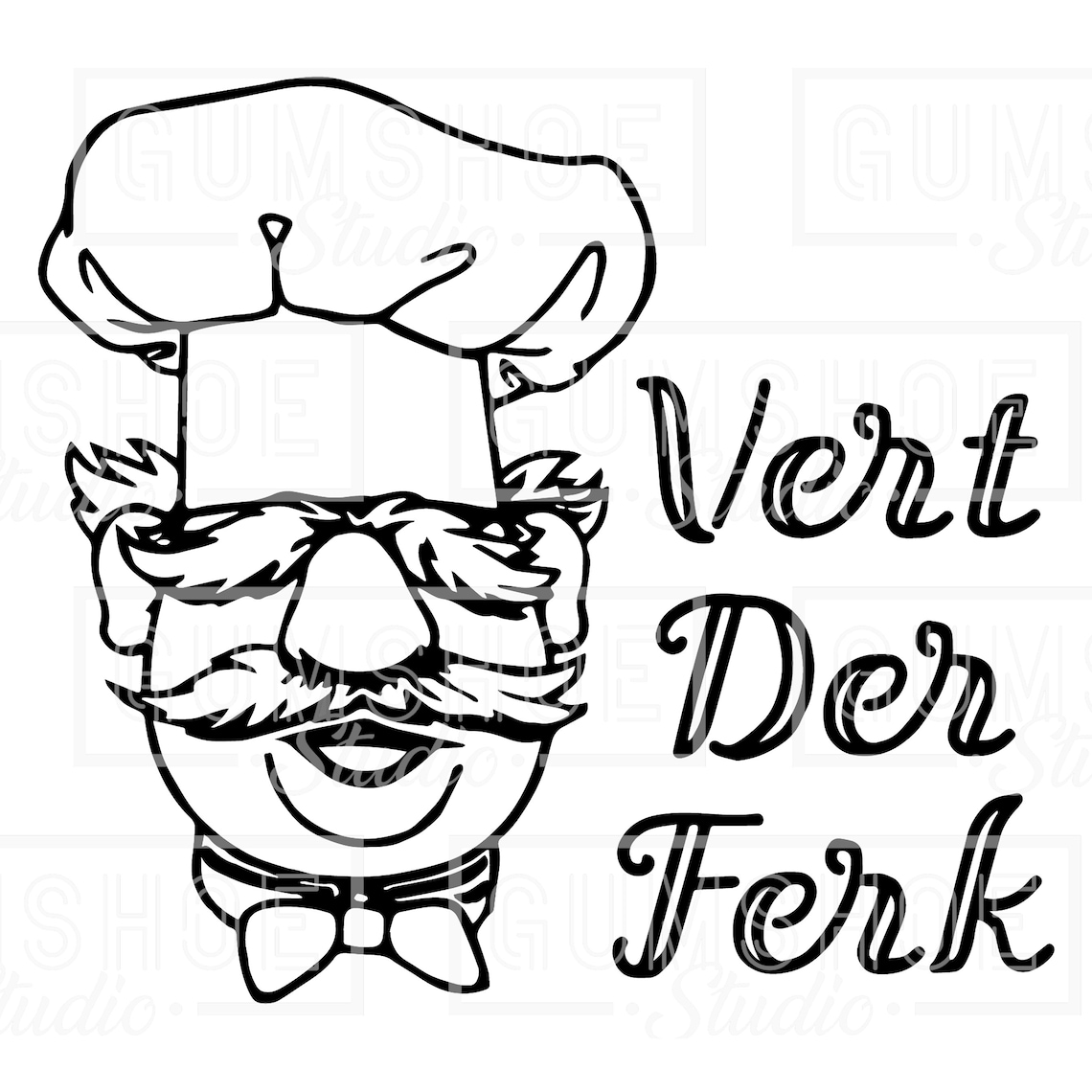 Vert Der Ferk SVG Muppet Swedish Chef B/W Cricut JPG Digital | Etsy