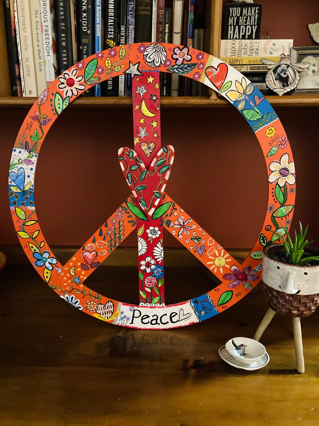 Hand-painted Peace Sign on Birchwood - 20x20 Made to Order - Etsy