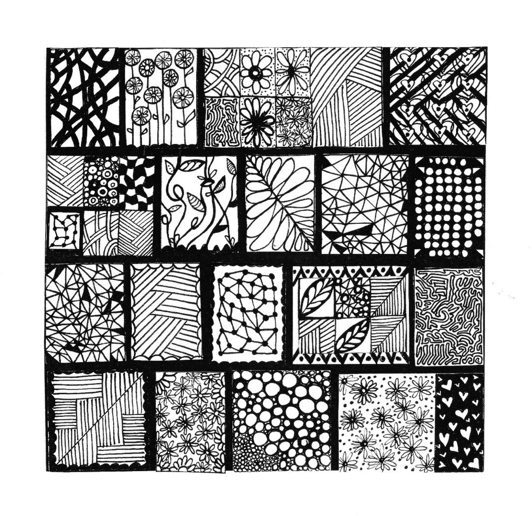 Buy Doodle Art Prints. Set or Individual Black and White Prints. 8x8 ...