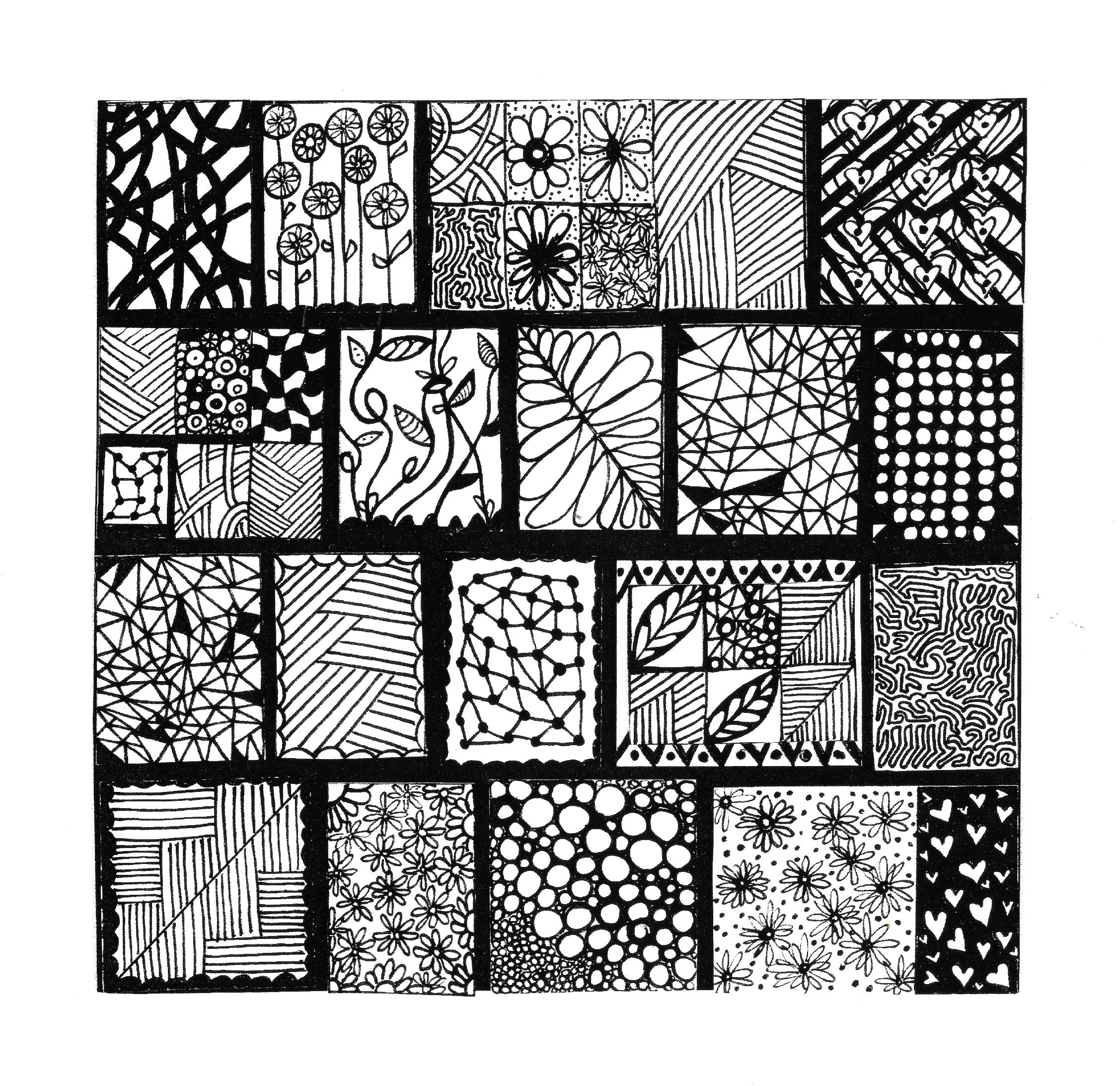 Doodle Art Prints. Set or Individual Black and White Prints - Etsy ...