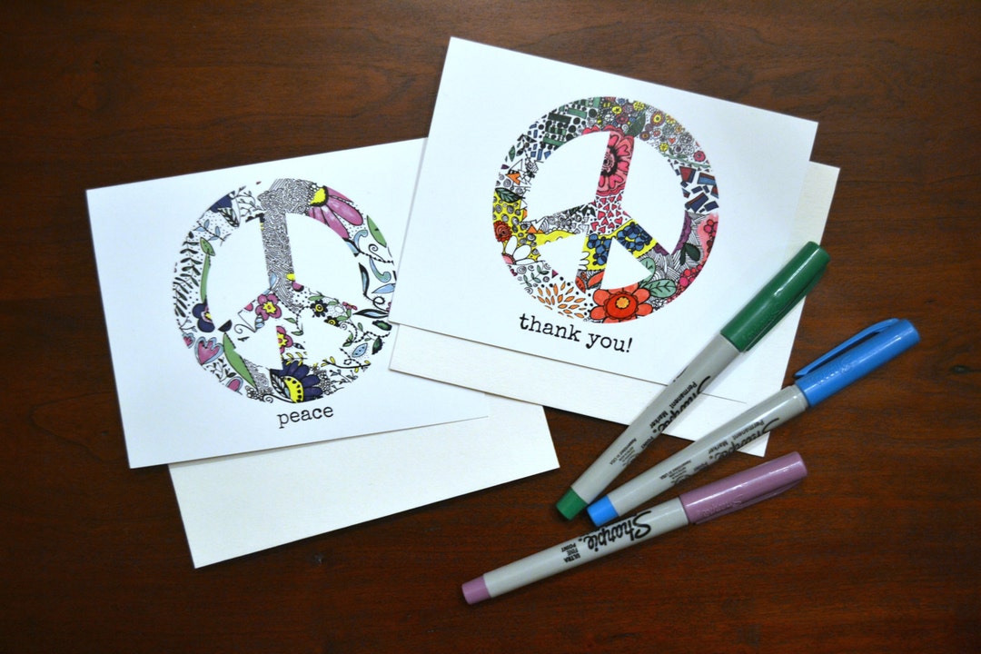 Peace Sign Cards. Thank You Notes. - Etsy