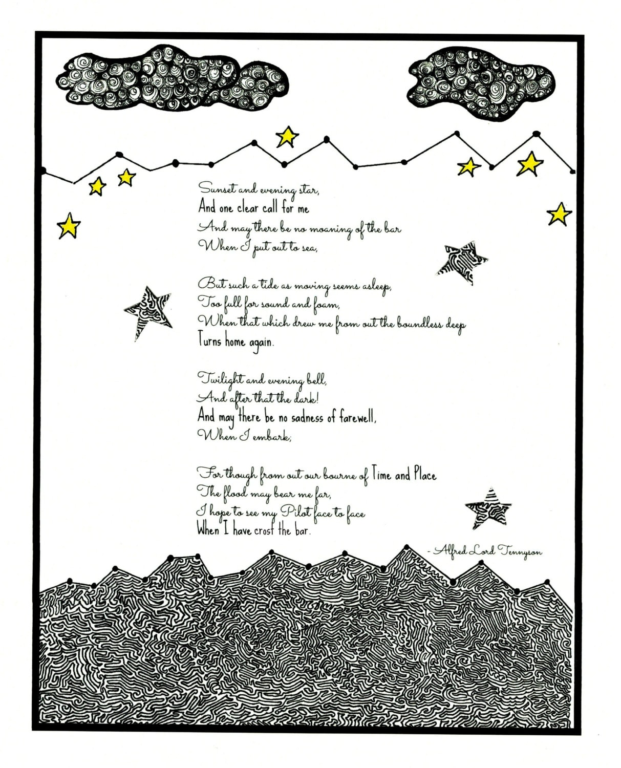 Crossing the Bar. Alfred Lord Tennyson poem. | Etsy