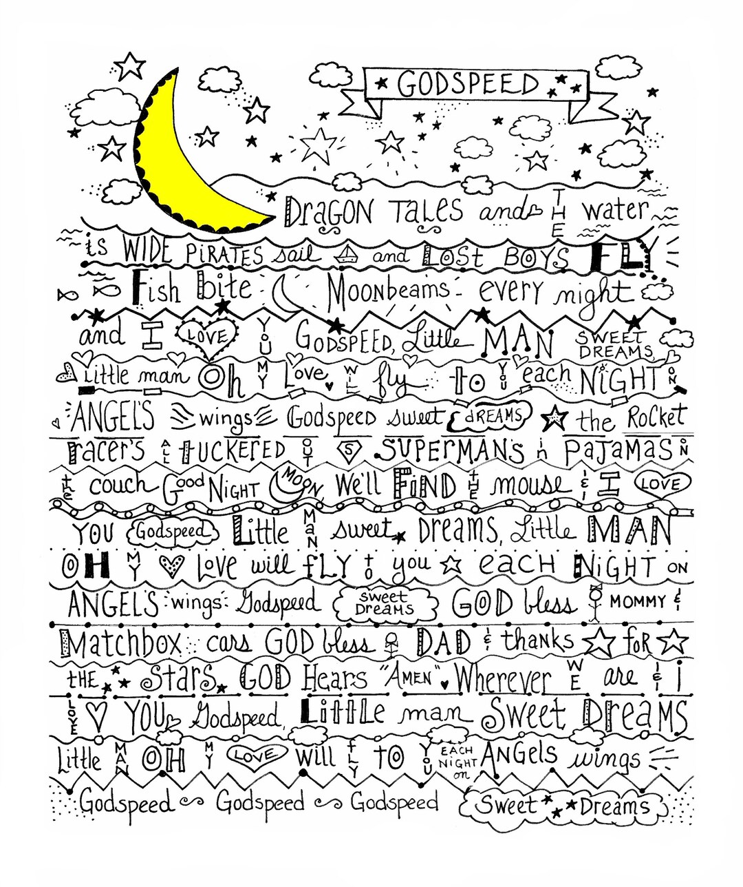 Godspeed Sweet Dreams. Sweet Lullaby. 8x10 Inch Print. - Etsy