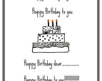 Happy Birthday Card. Fill in the Blank - Etsy