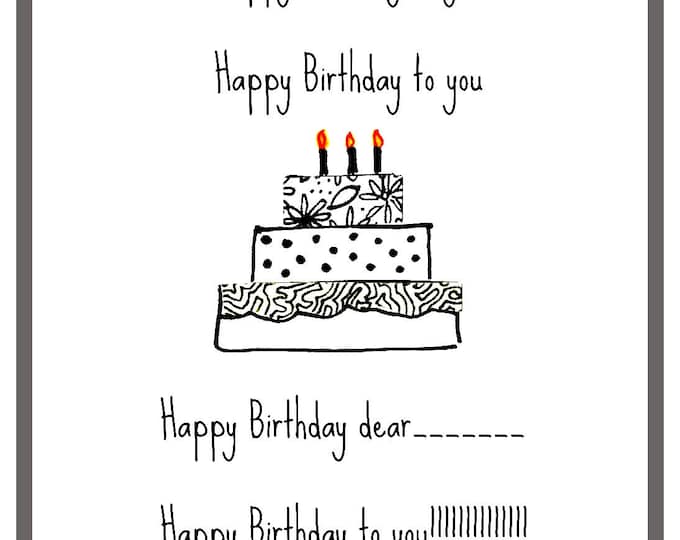 Happy Birthday Card. Fill in the Blank - Etsy
