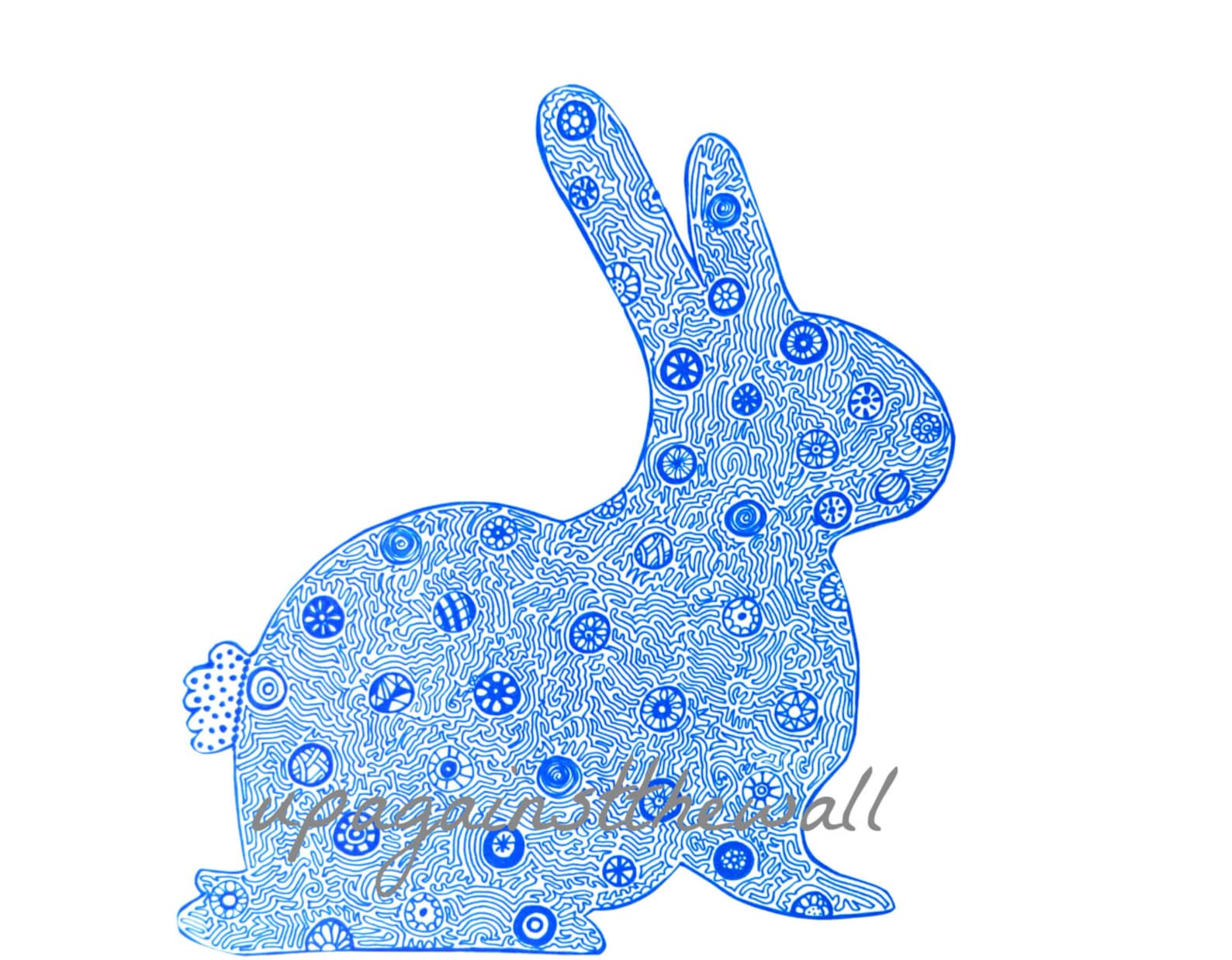 Bunny Doodle. Nursery Print in Pink Blue or Black and White. | Etsy
