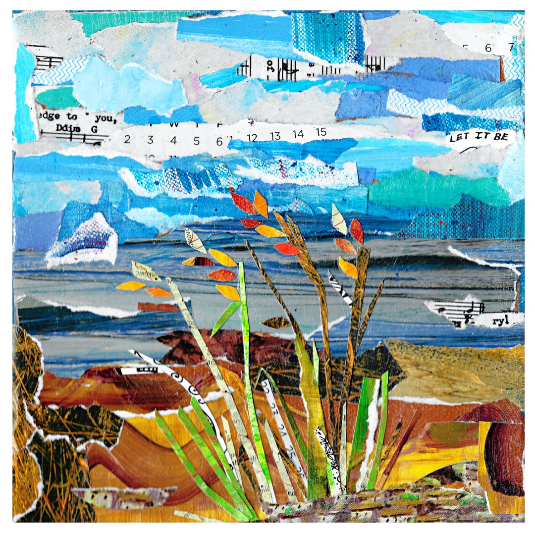 Torn Paper Seascape. 6x6 or 8x8 Print. Ocean Landscape. - Etsy