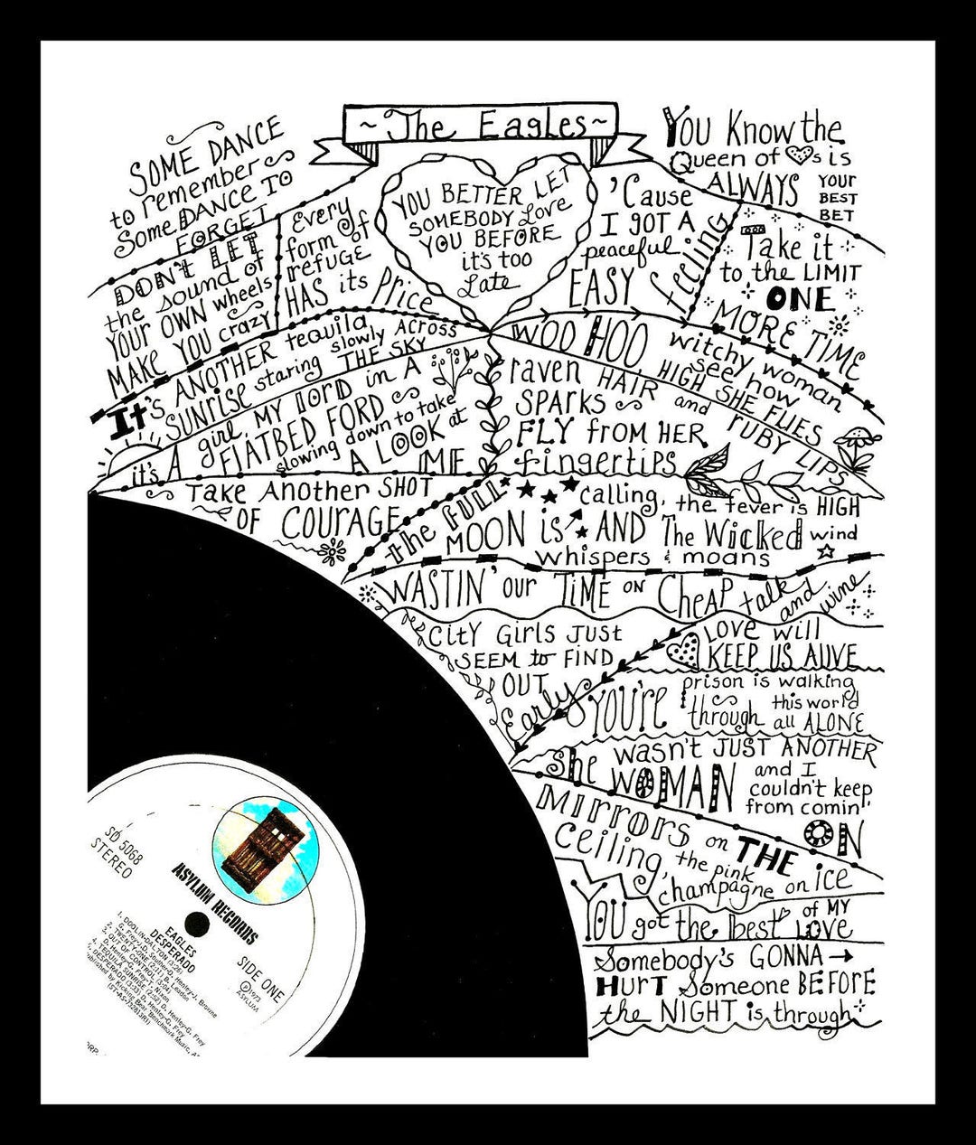 Hand Lettered 8x10 Print. Song Lyrics by the Eagles. - Etsy
