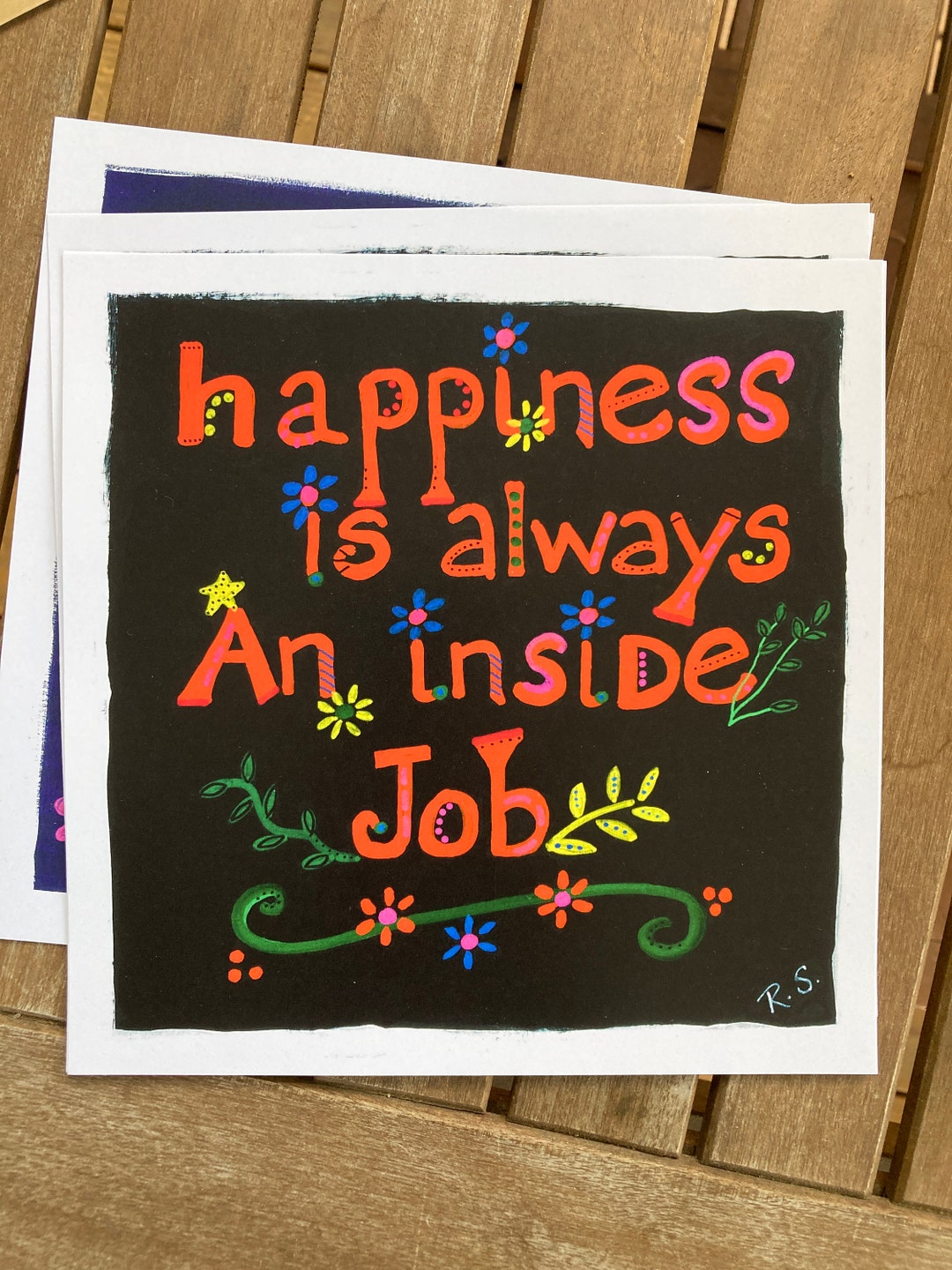 Happiness is Always an Inside Job. 8x8 Print From an Original Acrylic ...