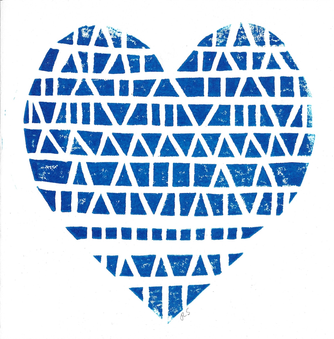 Linocut Heart - Etsy