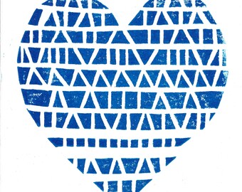 Heart Linocut | Etsy